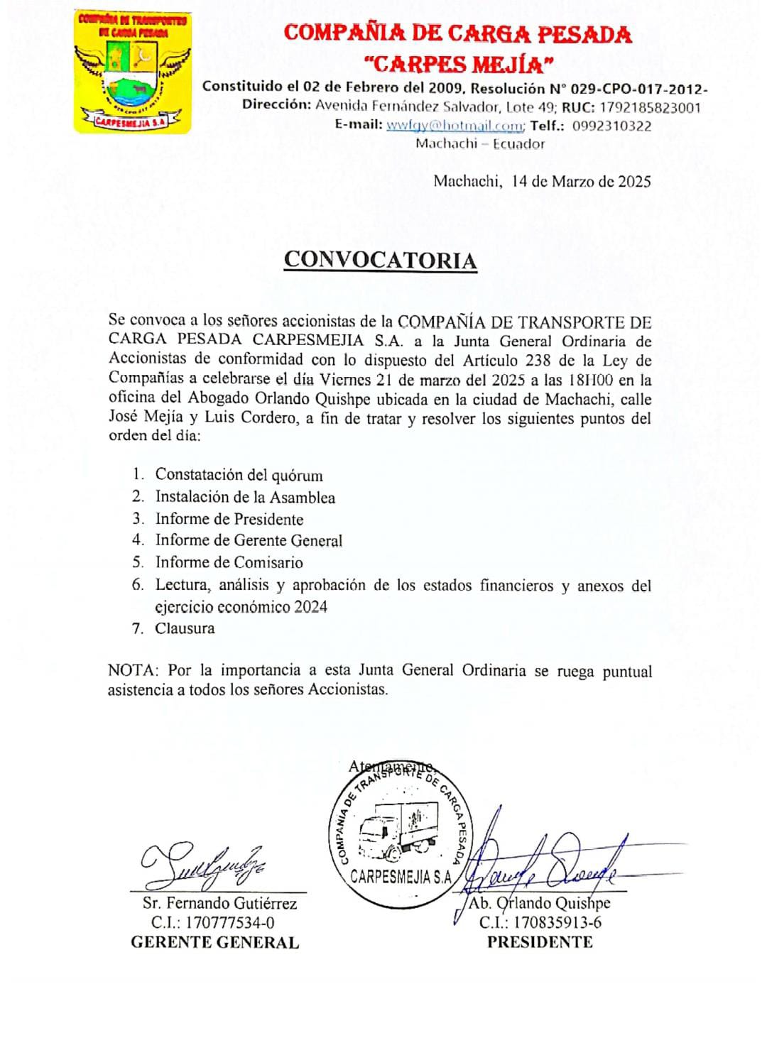 CONVOCATORIA "CARPES MEJÍA" - Periódico Tierra Grande